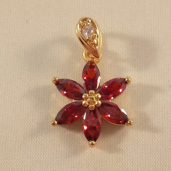 Jewelry | 18k Yellow Gold Filled Star Flower Red Marquise Diamond ...